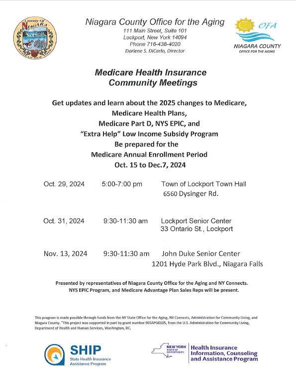 Niagara County Office for the Aging to Host Medicare Community Meetings