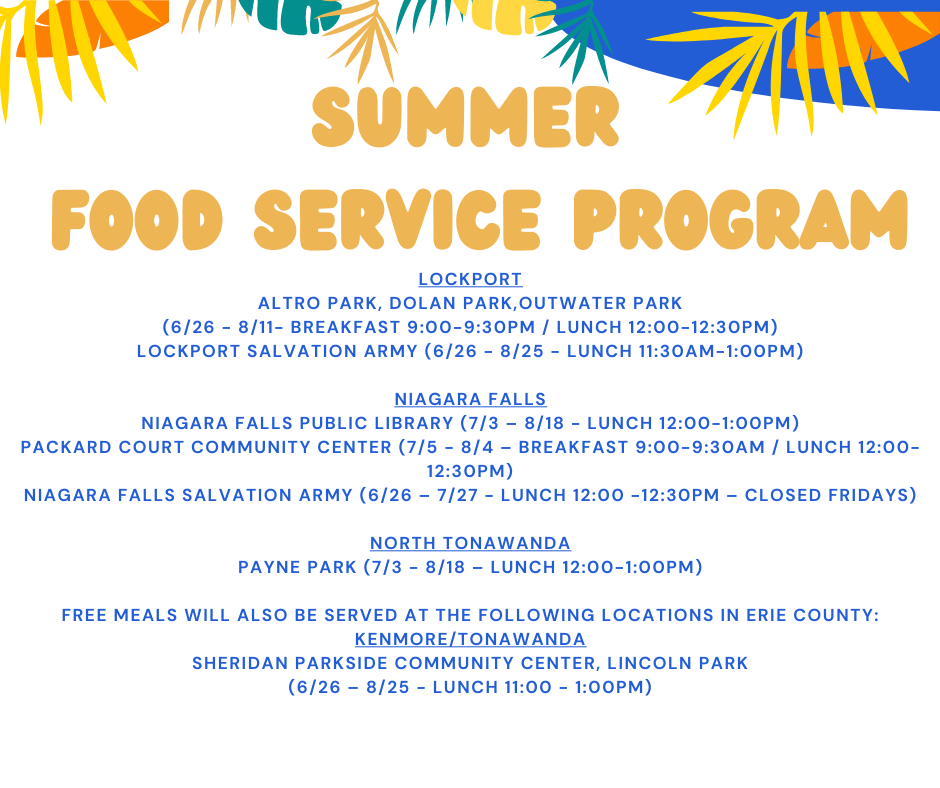 Niagara County Youth Bureau Announces Summer Food Service Program Locations
